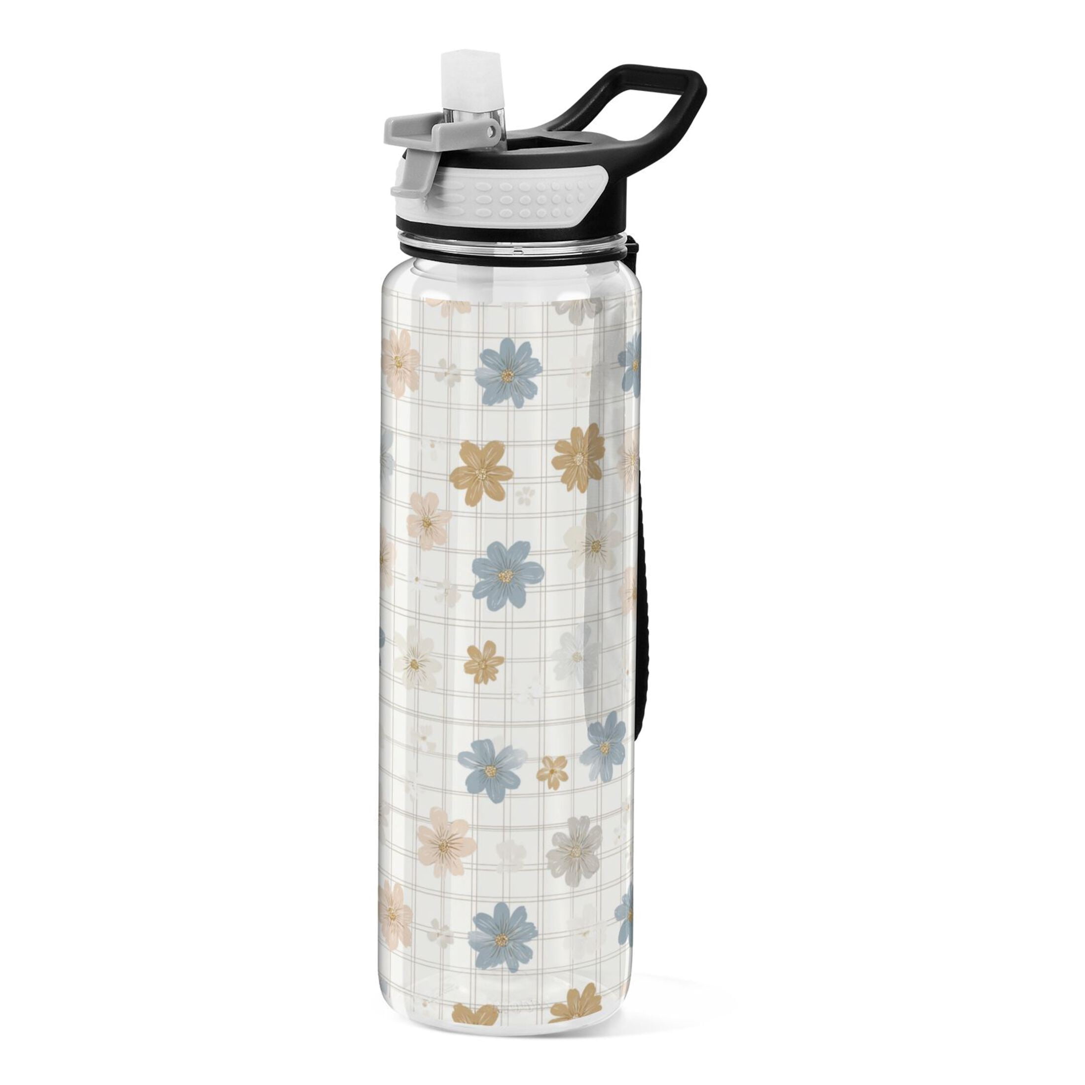 1000ML Transparent Sports Water Bottle with Handle & Straw Portable ...