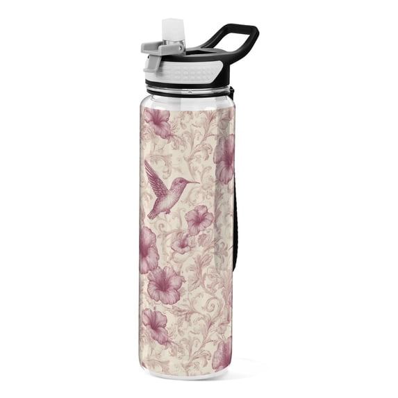 1000ML Transparent Sports Water Bottle with Handle & Straw Portable ...