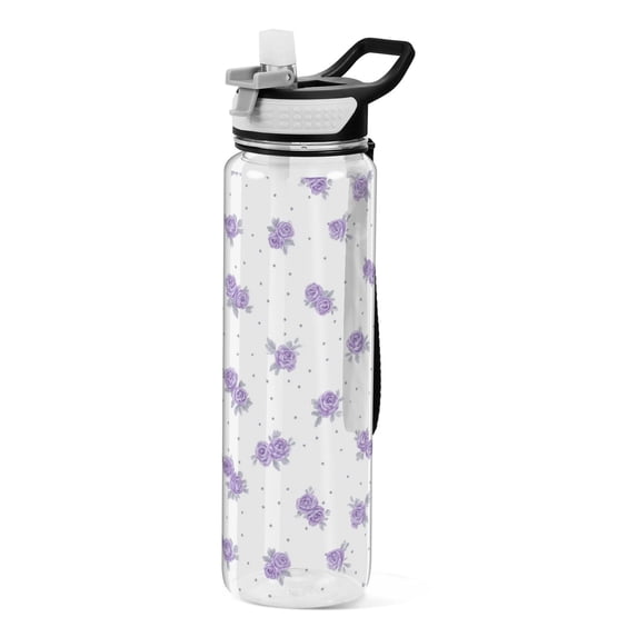 1000ML Transparent Sports Water Bottle with Handle & Straw Portable ...