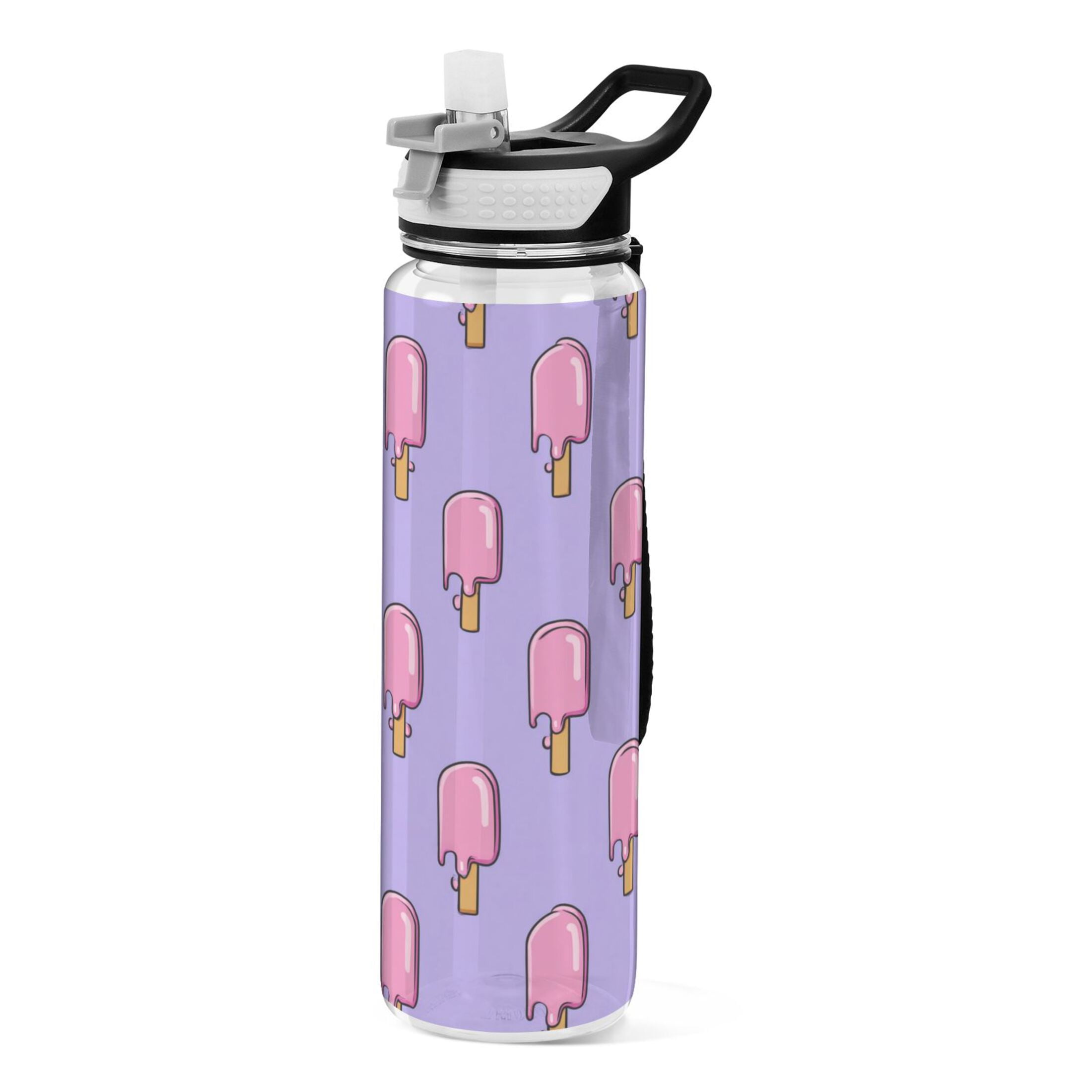 1000ML Transparent Sports Water Bottle with Handle & Straw Portable ...