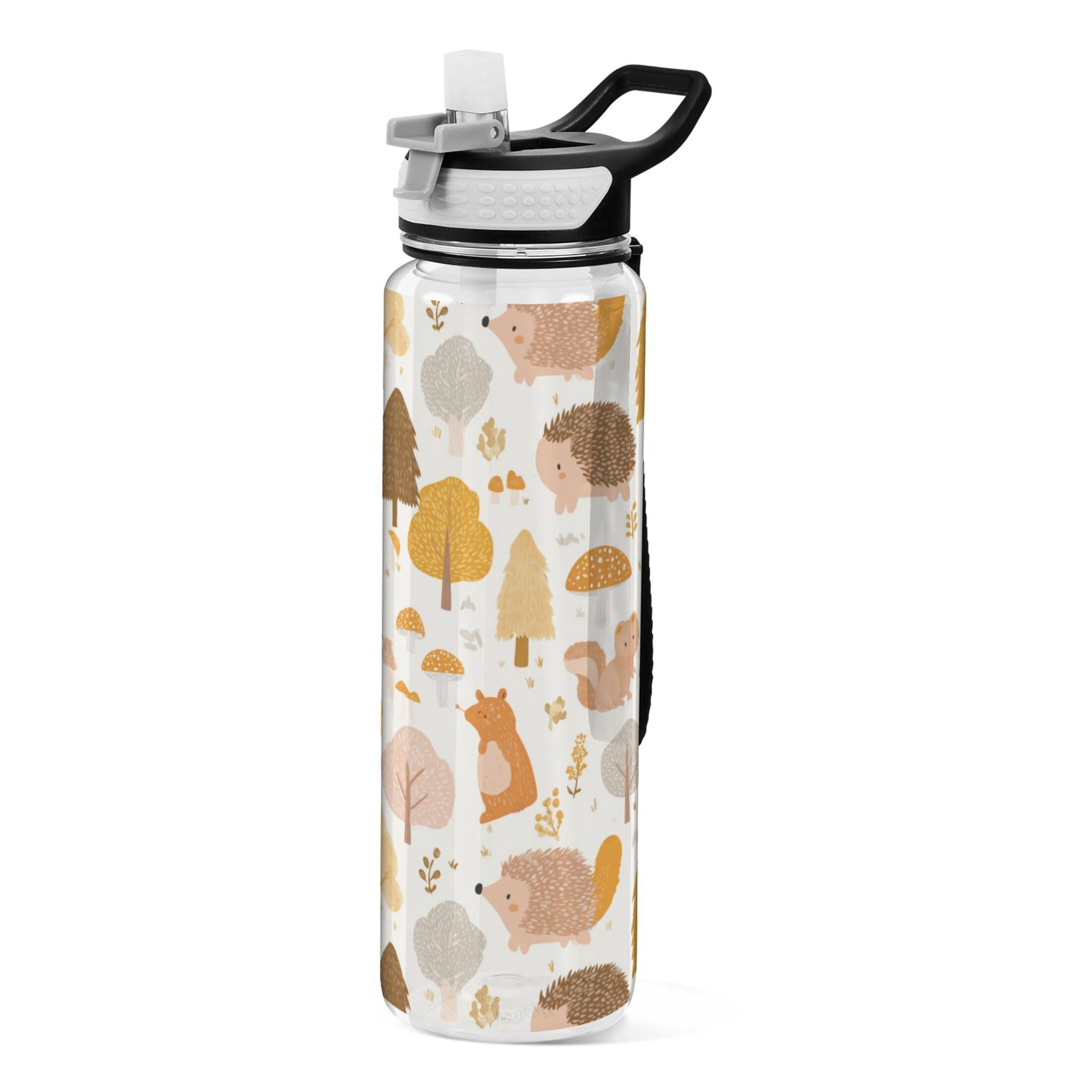 1000ML Transparent Sports Water Bottle with Handle & Straw Portable ...
