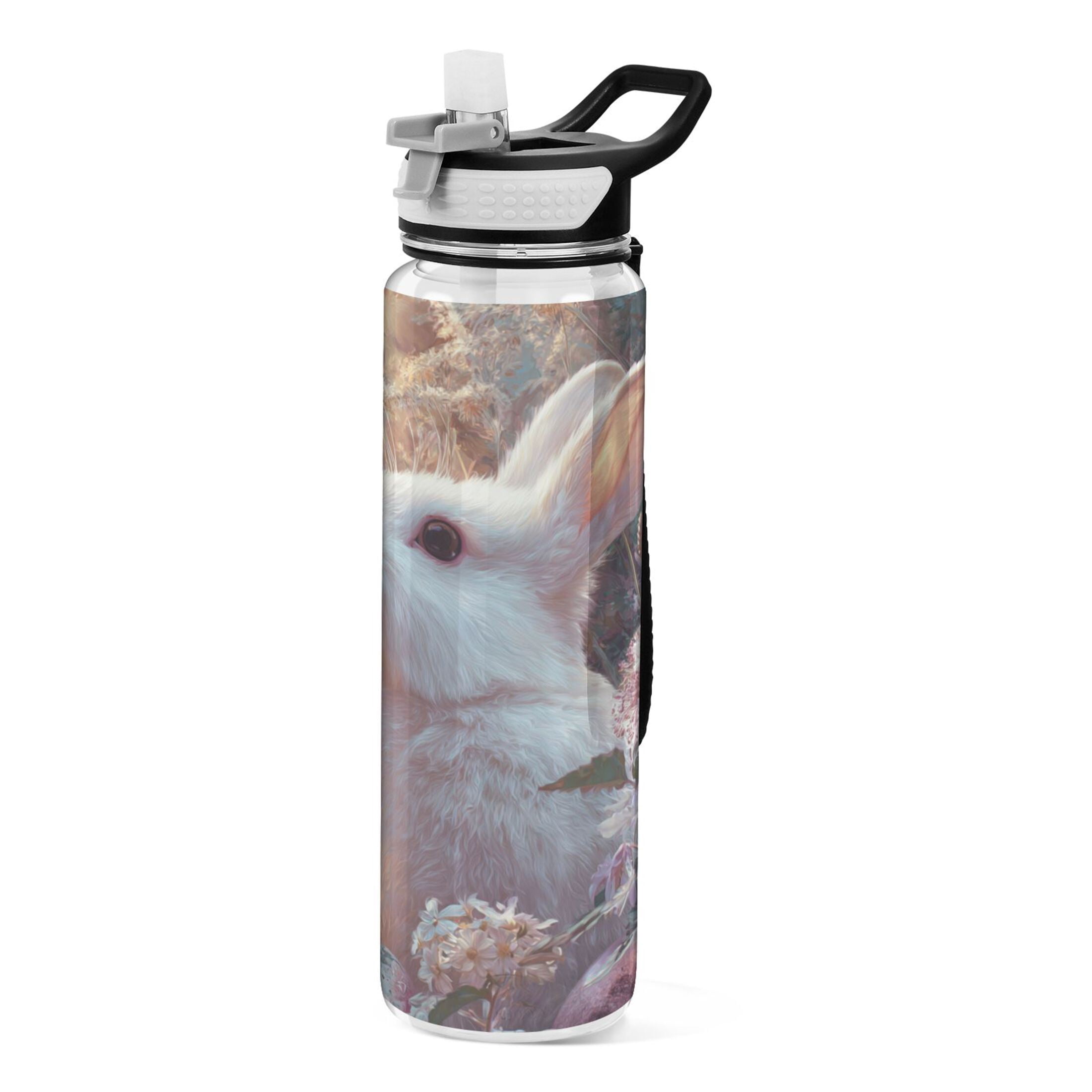 1000ML Transparent Sports Water Bottle with Handle & Straw Portable ...