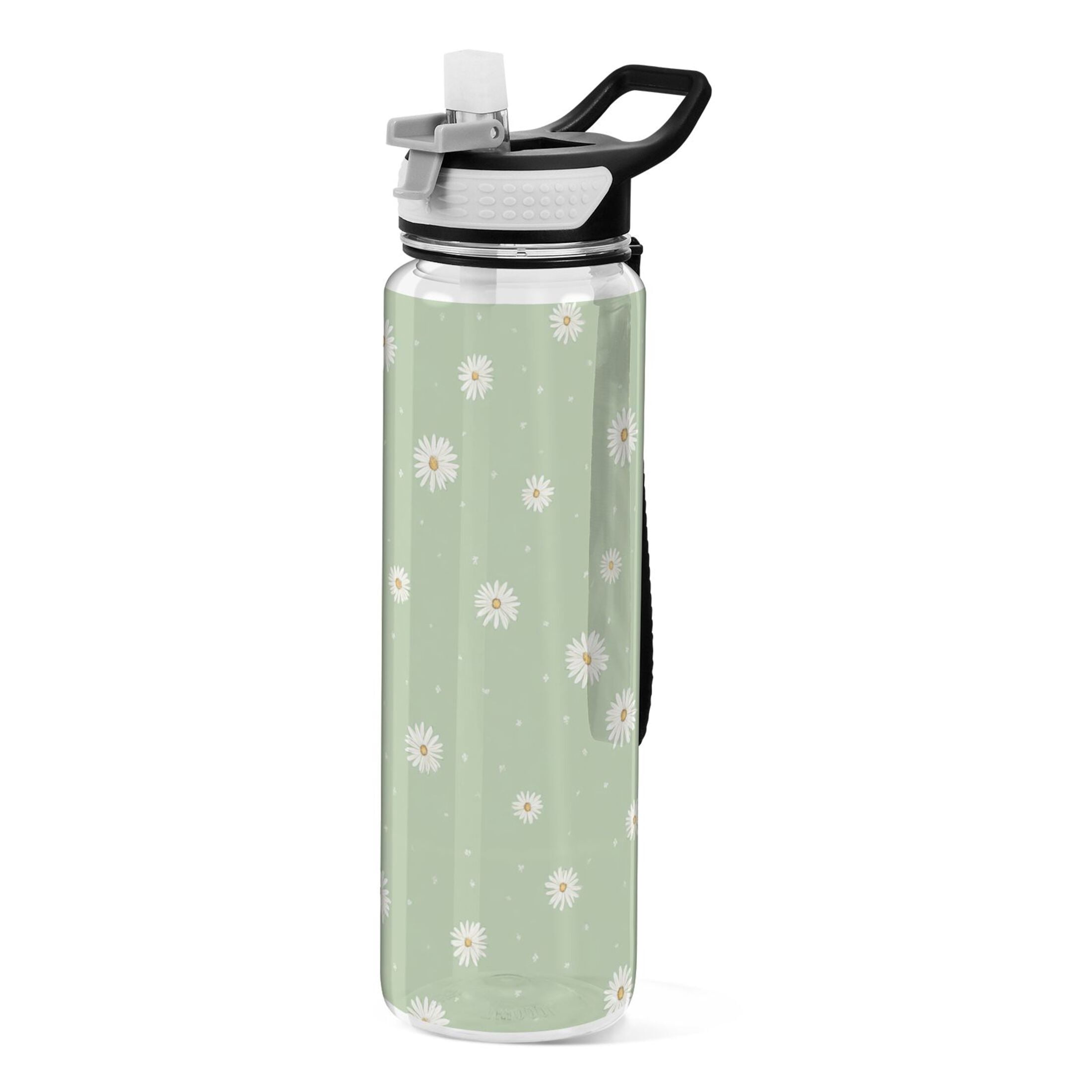 1000ML Transparent Sports Water Bottle with Handle & Straw Portable ...
