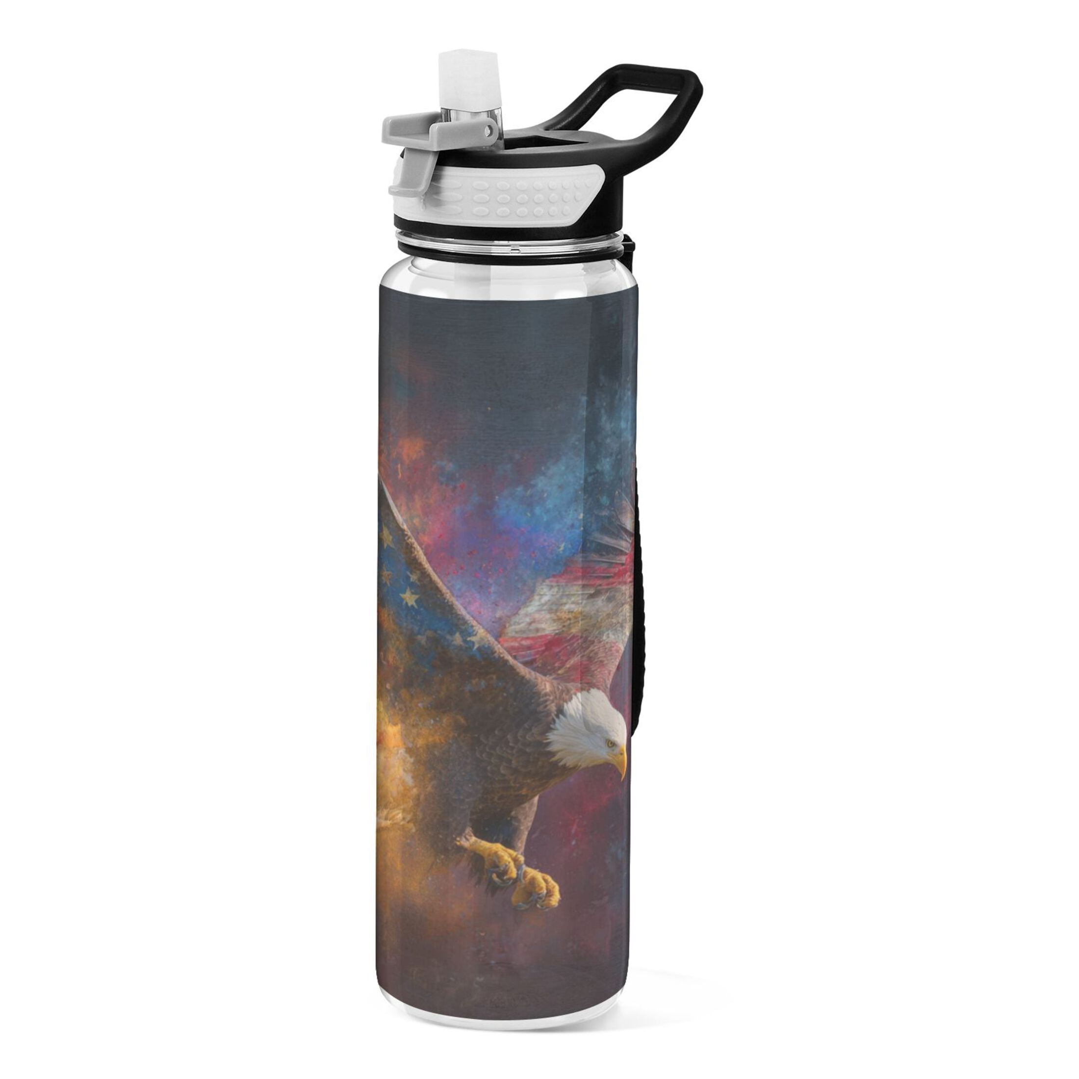 1000ML Transparent Sports Water Bottle with Handle & Straw Portable ...