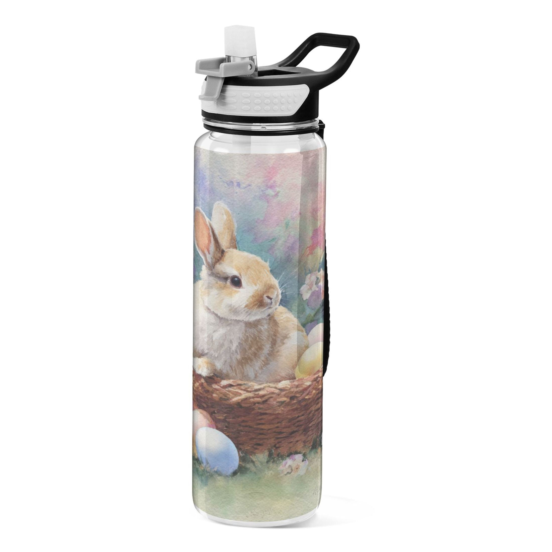 1000ML Transparent Sports Water Bottle with Handle & Straw Portable ...
