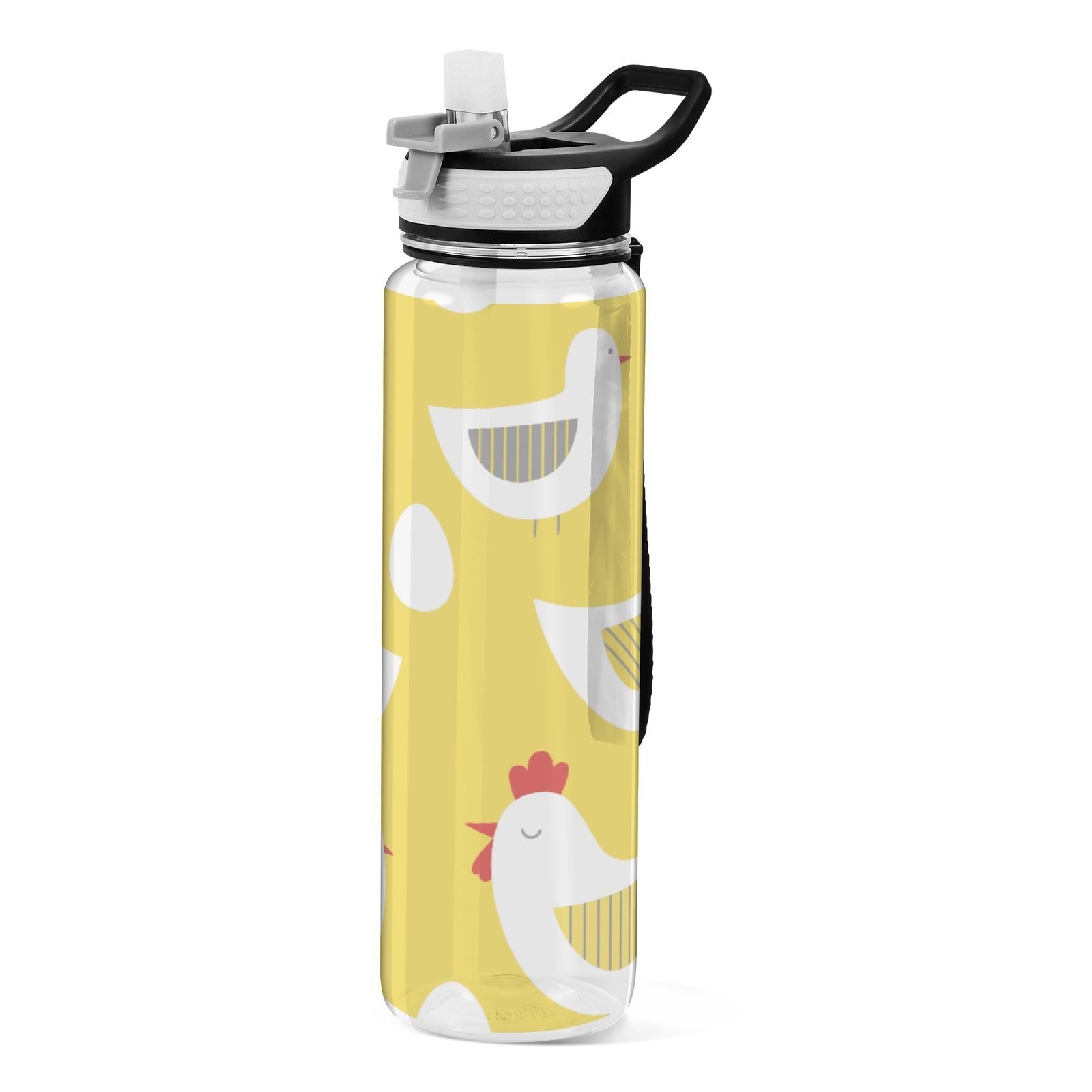 1000ML Transparent Tritan Sport Water Bottle with Straw & Detachable Strap - BPA-Free Leakproof ...