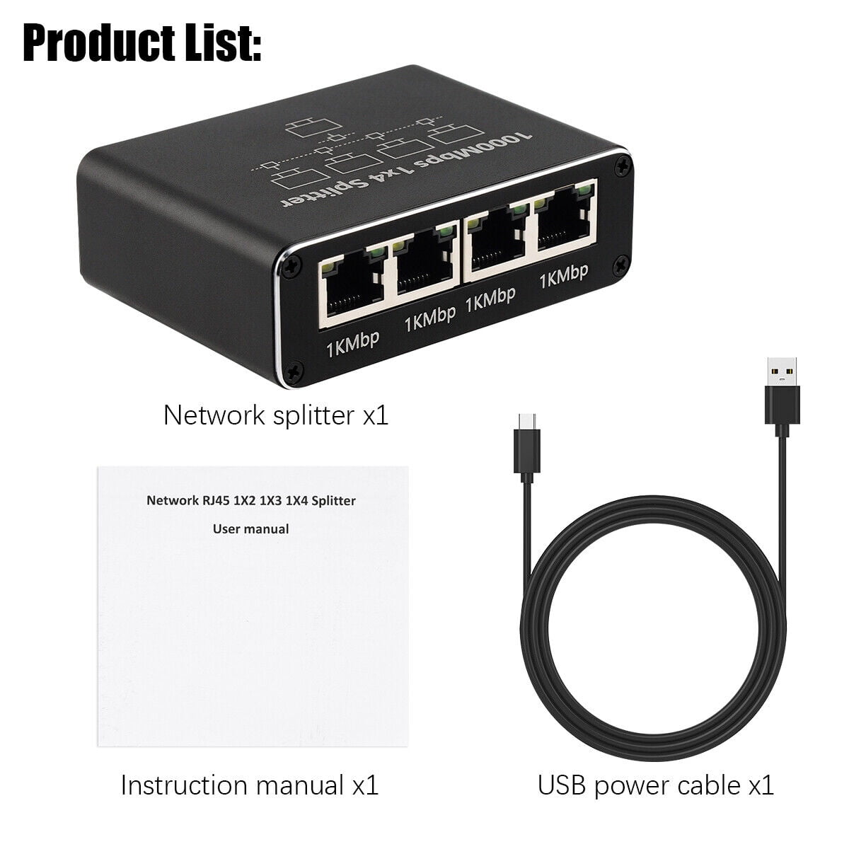 1000Mbps Ethernet Splitter Adapter RJ45 Cable LAN Network Internet 1 IN ...