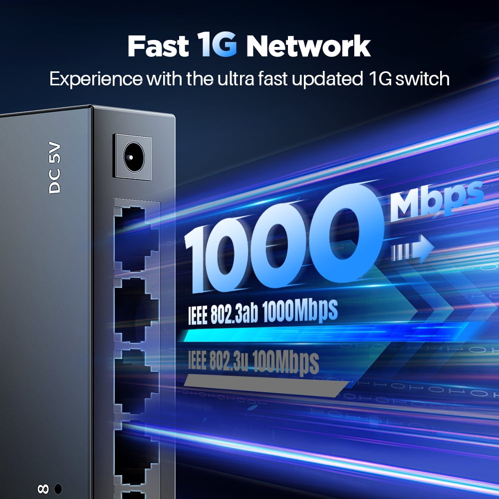1000Mbps Gigabit Network Switch 5 8 Port Ethernet Smart Switcher High ...