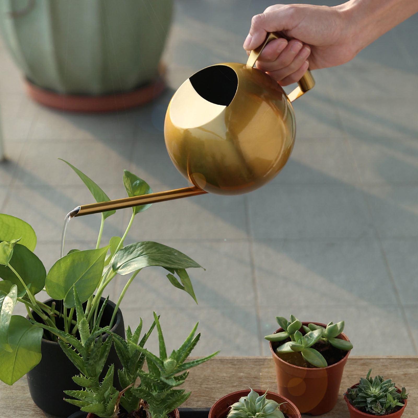 1000Ml Watering Can, Stainless Steel Round Watering Can with Long Spout ...