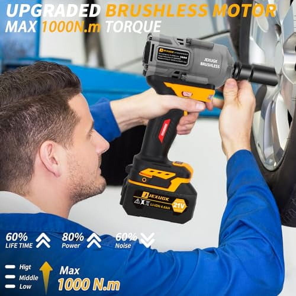 1000N.m Cordless Impact Wrench, 738Ft-lbs 1/2 inch Electric Impact Gun ...