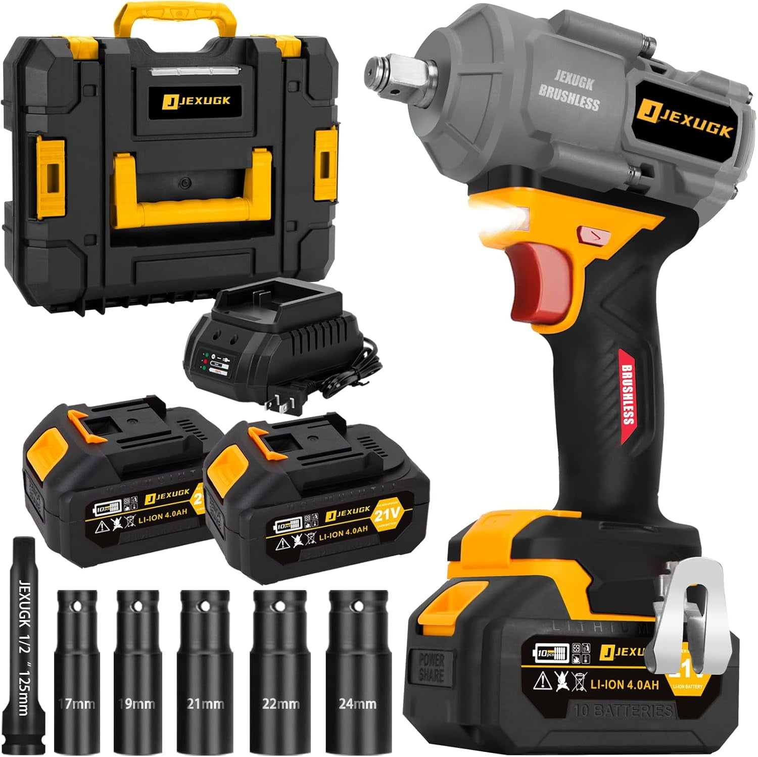 1000N.m Cordless Impact Wrench, 738Ft-lbs 1/2 inch Electric Impact Gun ...