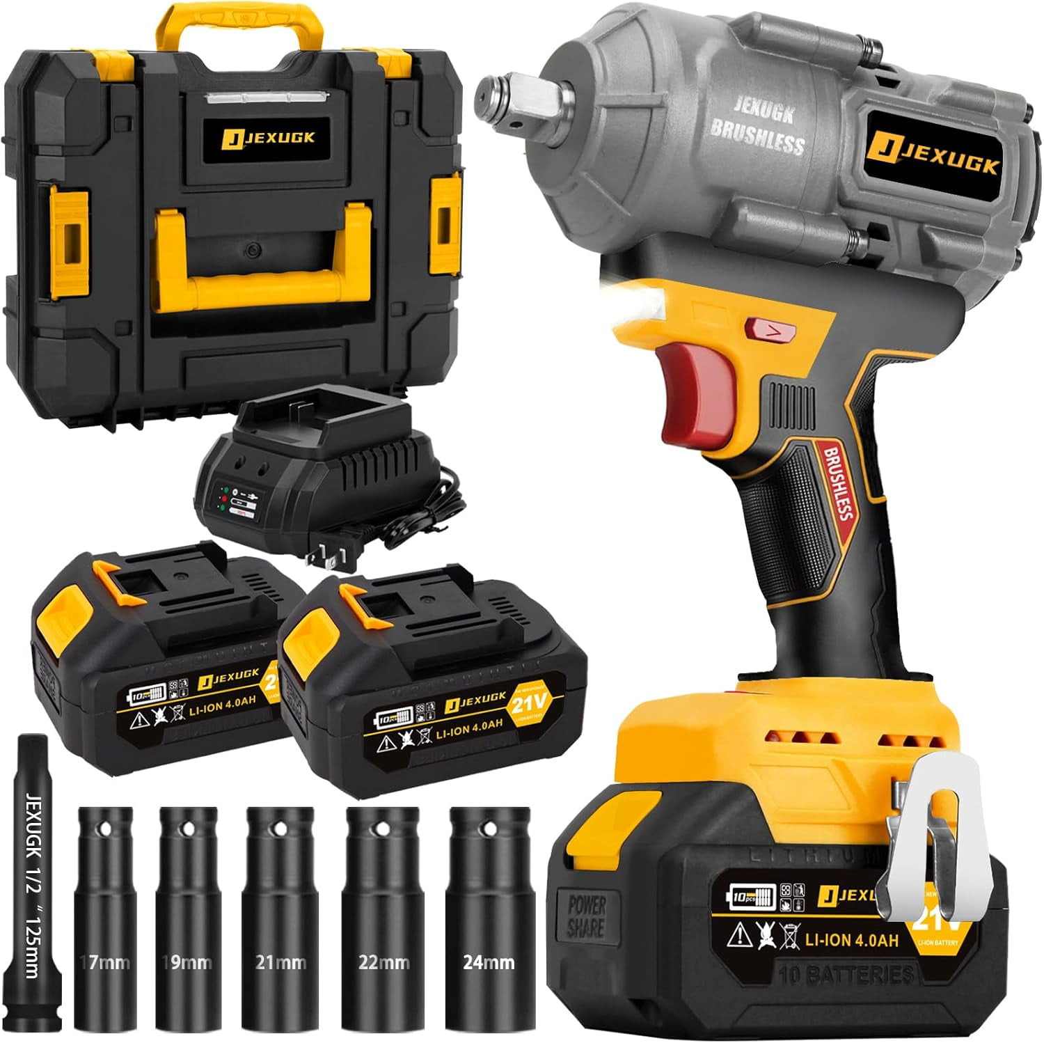 1000Nm Cordless Impact Gun, 1/2 Inch Power Impact Wrench, 740 Ft-lbs High Torque Heavy Duty ...