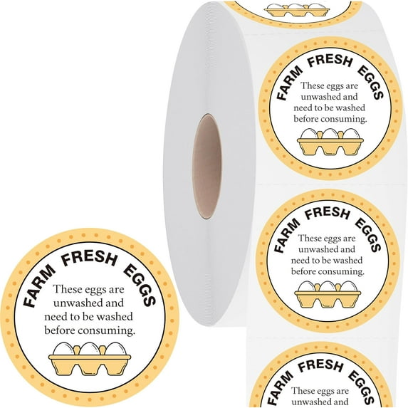 1000PCS Farm Fresh Eggs Stickers, 2 Inch Round Egg Carton Labels, Self ...