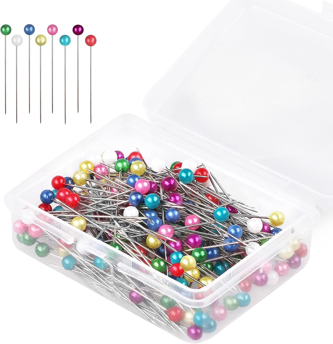 1000PCS Fine Straight Pins, Durable Stainless Steel Dressmaker For Sewing with Plastic Boxes ...