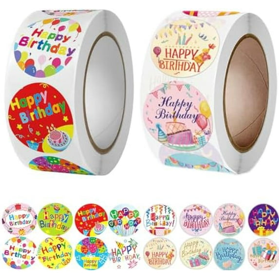 1000PCS Happy Birthday Stickers for Kids Classroom,1 Inch 16 Styles ...