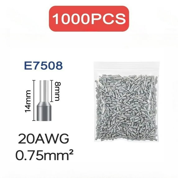 1000PCS Tubular Crimp Terminals Electrical Wire Cable Ferrules ...