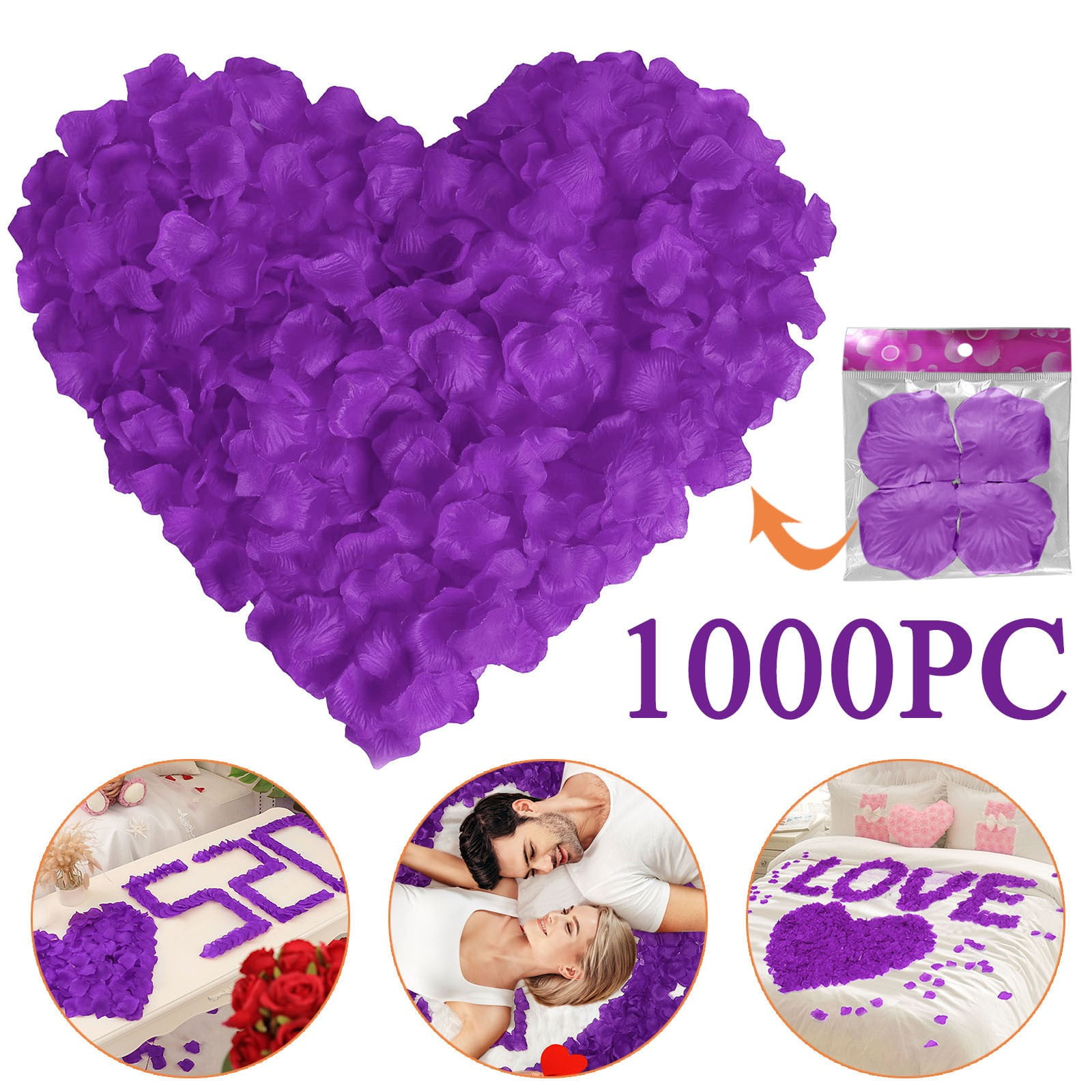 1000Pc Deep Purple Artificial Silk Rose Petals for Wedding Aisle Decor ...