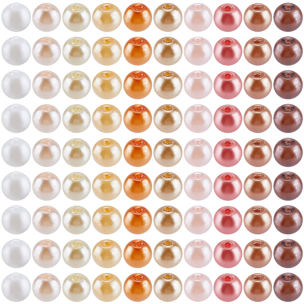 1000Pcs 10 Colors Baking Paint Pearlized Glass Imitation Pearl Round ...