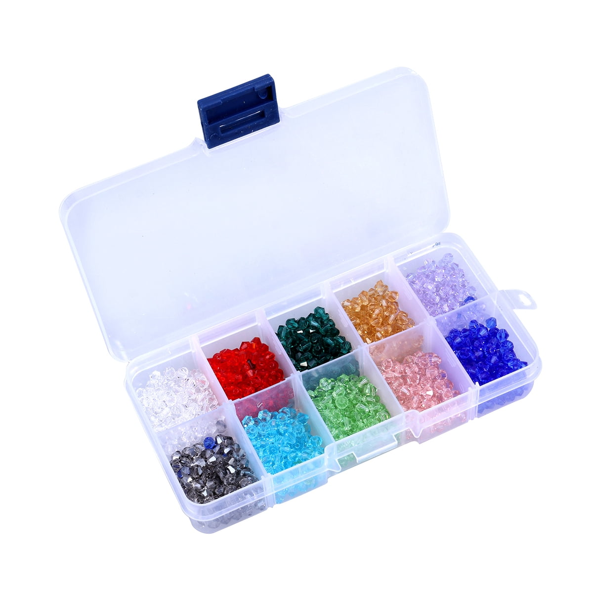 1000Pcs 10 Colors DIY 4mm Rhombus Crystal Glass Beads with Container ...