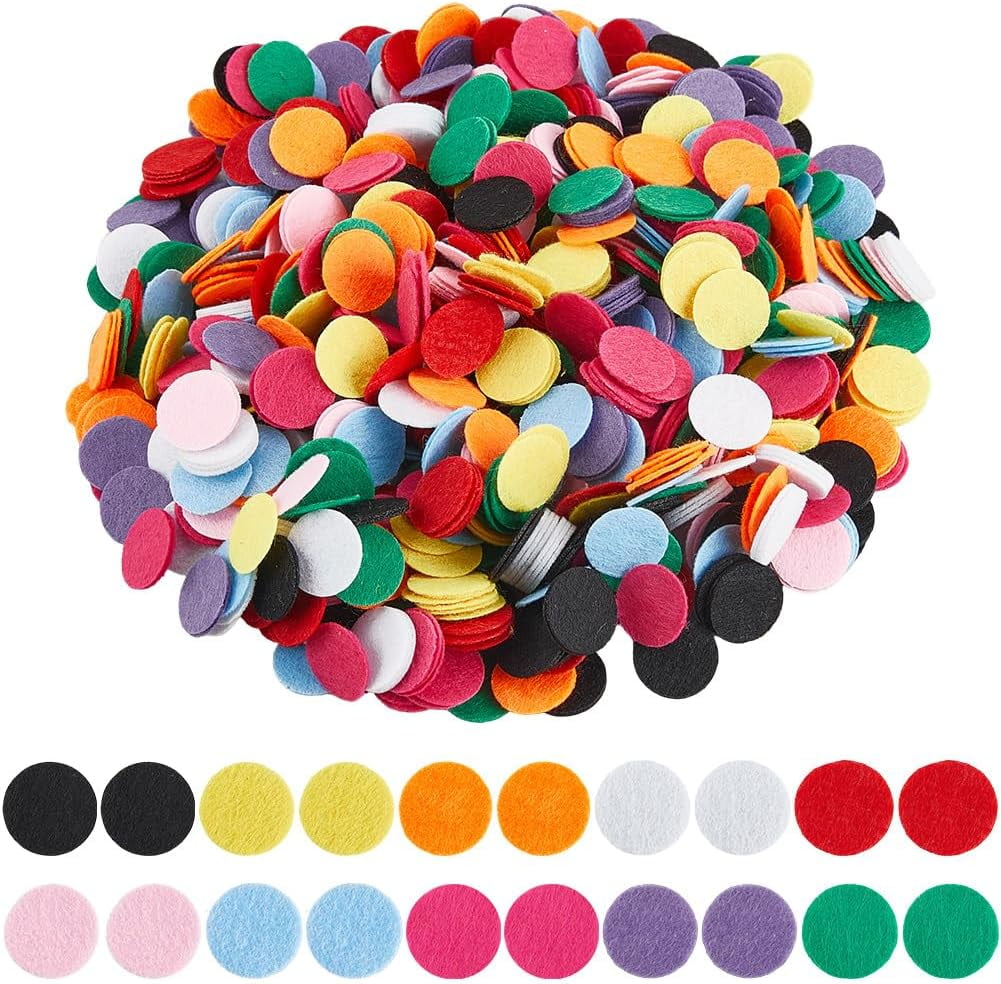 1000Pcs 10 Colors Flat Round Felt Fabric for DIY Crafts Sewing ...