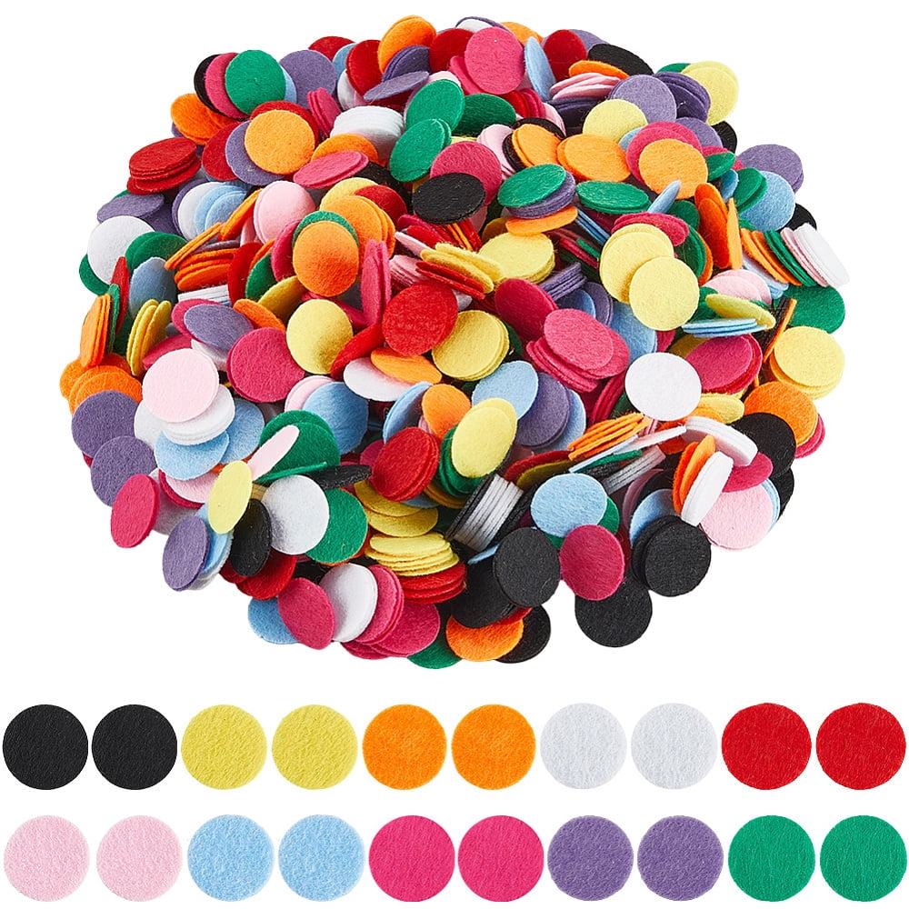 1000Pcs 10 Colors Flat Round Felt Fabric for Kids DIY Crafts Sewing ...