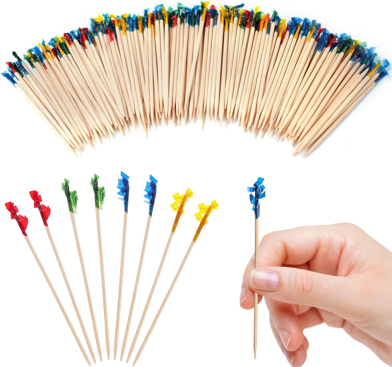 1000Pcs 2.5 inch Wood Frill Picks Toothpicks,Happon Cocktail Picks ...