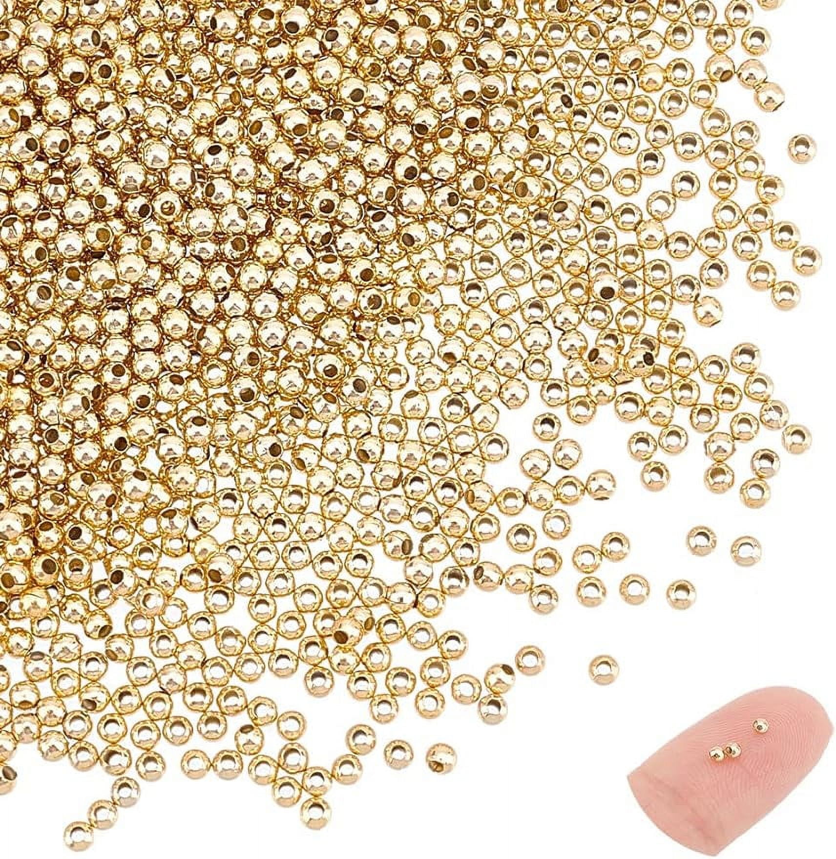1000Pcs 2mm 304 Stainless Steel Spacer Beads Golden Round Loose Beads ...