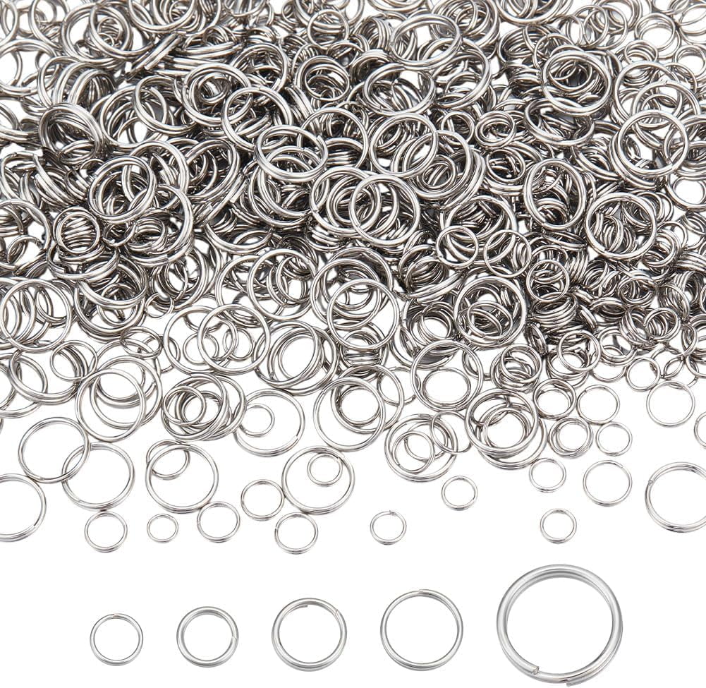 1000Pcs 5 Style Stainless Steel Double Loops Split Rings Mini Round ...