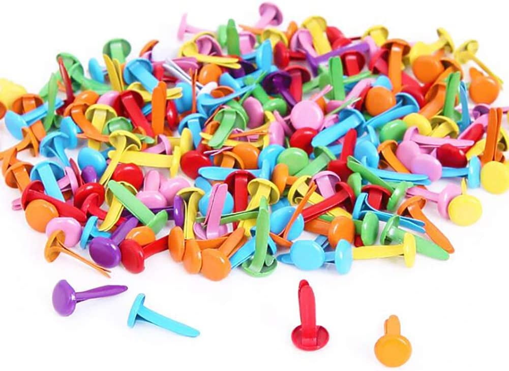 1000Pcs Assorted Bright Color Brads,Mini Brads,Round Metal Fasteners ...