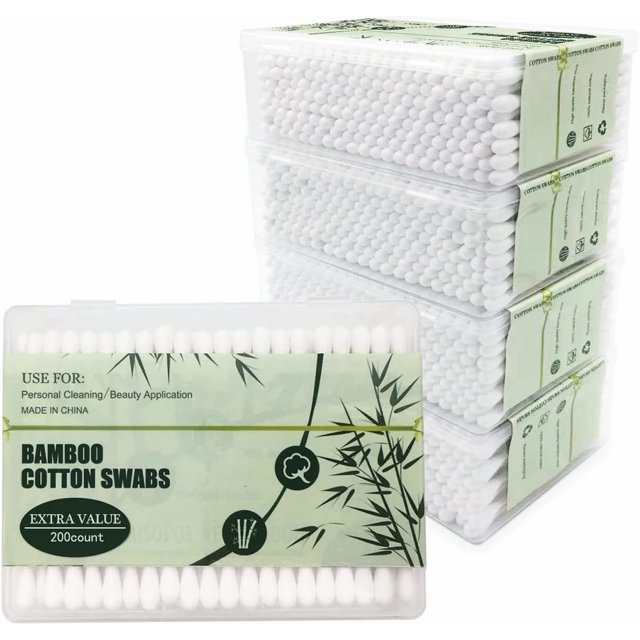 1000Pcs High Quality Bamboo Cotton Swabs, (200Count,5Pack), Cruelty ...