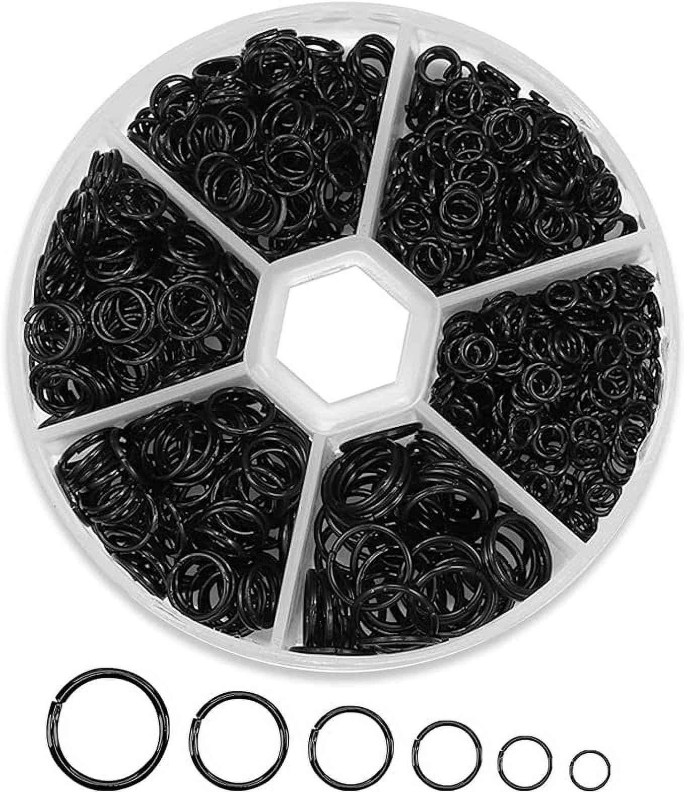 1000Pcs Black O Ring Connectors Metal Open Jump Rings Set 304 Stainless ...