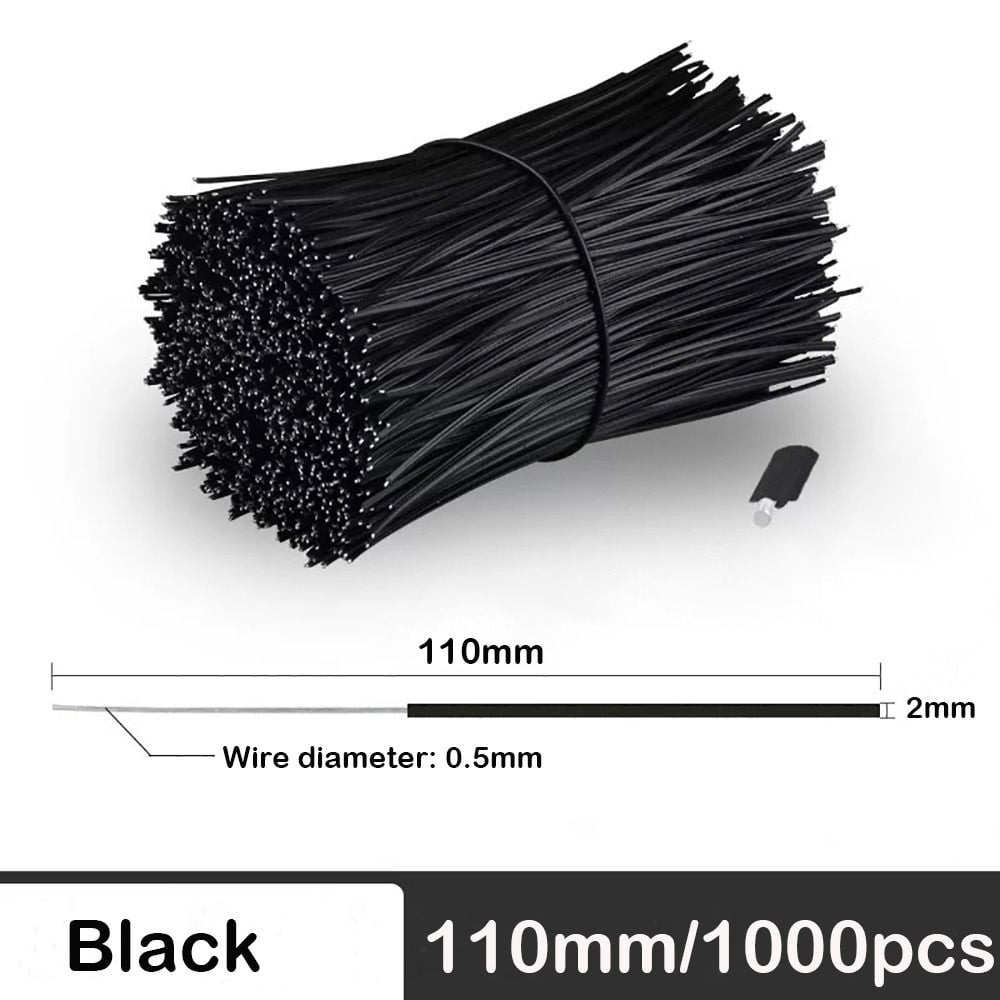 1000Pcs Black White Plastic Coated Iron Wire Reusable Twist Ties Cable ...