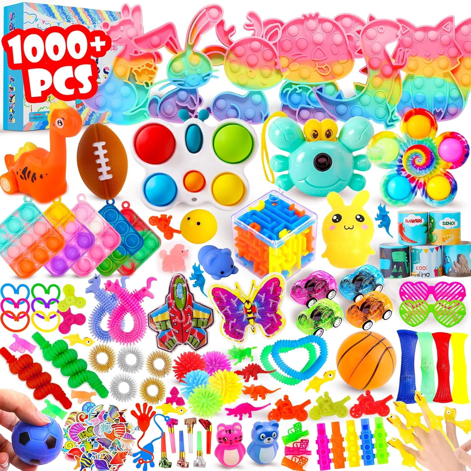 1000Pcs Fidget Toys Pack, Bulk Party Favors for Kids, Stocking Stuffers ...