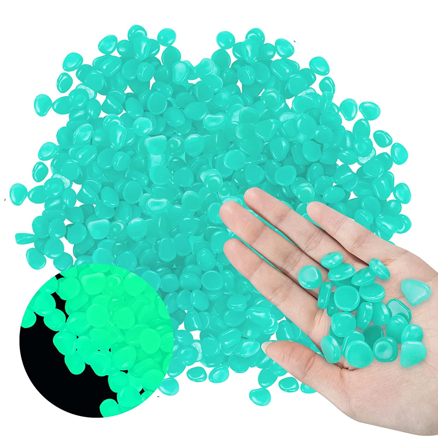 1000Pcs Luminous Pebbles Glow Rocks for Outdoor Decor, Aquarium, Fish ...