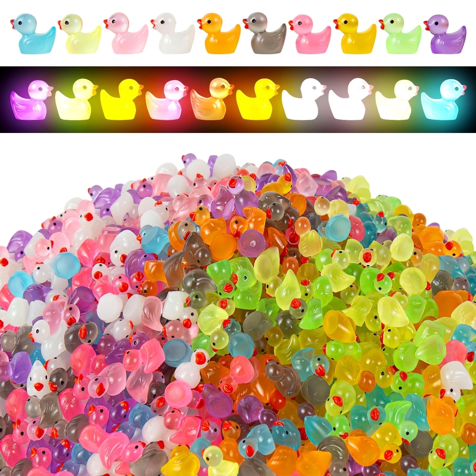 1000Pcs Luminous Mini Resin Duck Bulk Tiny Duck Figurine for Fairy ...