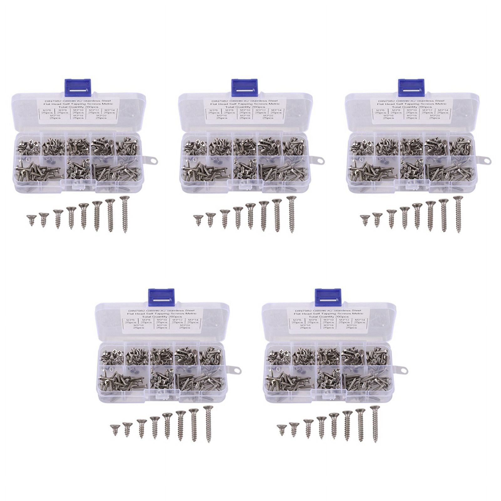 1000Pcs M3 Stainless Steel Flat Screws Kits High Strength Self-Tapping ...