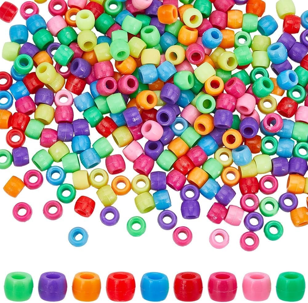 1000Pcs Mixed Pony Beads Bulk Opaque Pony Beads 6x8mm Plastic Craft ...