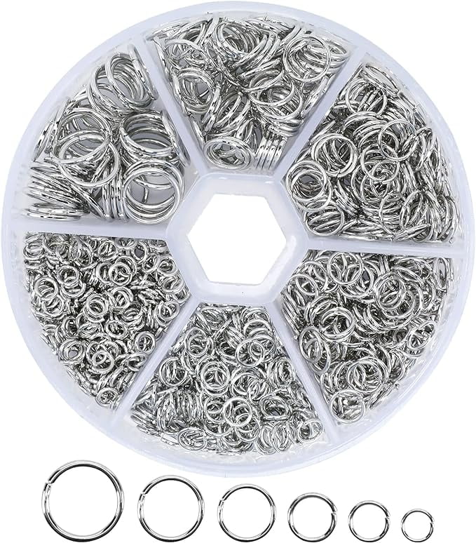 1000Pcs O Ring Connectors Metal Open Jump Rings Set 304 Stainless-Steel ...