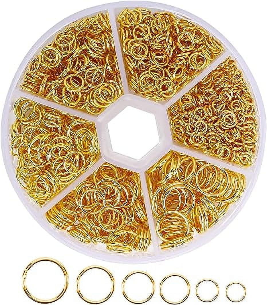 1000Pcs O Ring Connectors Metal Open Jump Rings Set Golden 304 ...