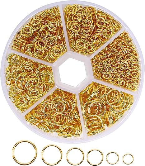 1000Pcs O Ring Connectors Metal Open Jump Rings Set Golden 304 ...