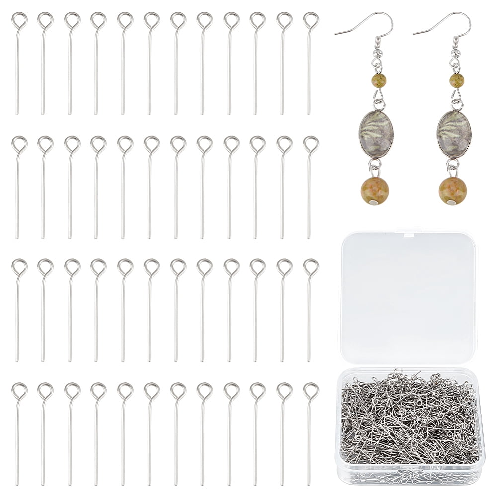 1000Pcs Open Eye Pin 304 Stainless Steel Eye Pins 20mm Long Metal Flat ...