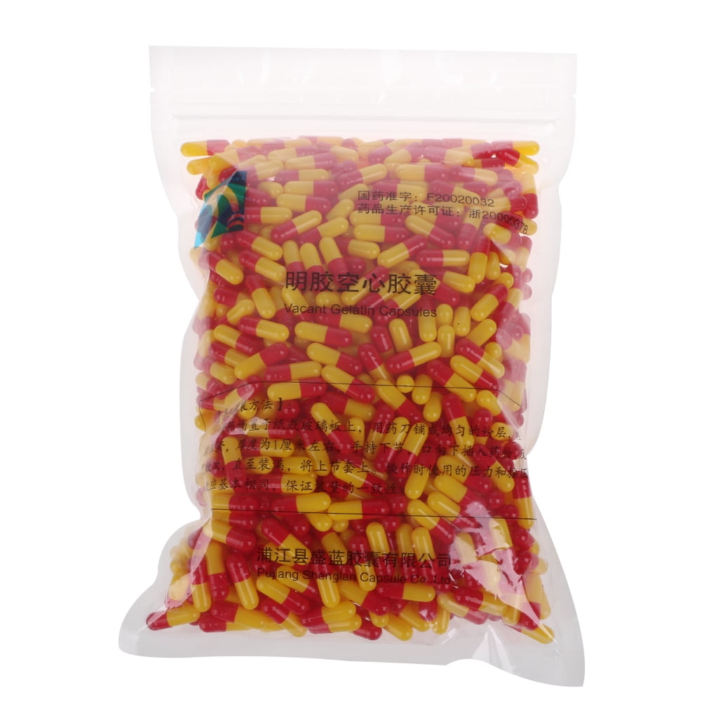 1000Pcs Red and Yellow Empty Hard Gelatin Capsule Size 0# Medicine for ...