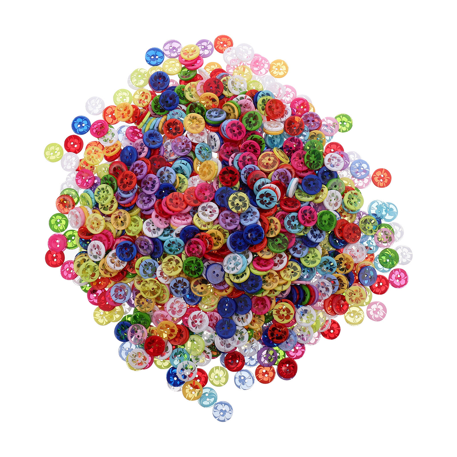HOOWIFFY 1000 Pieces Assorted Color Resin Flower Buttons for Sewing ...