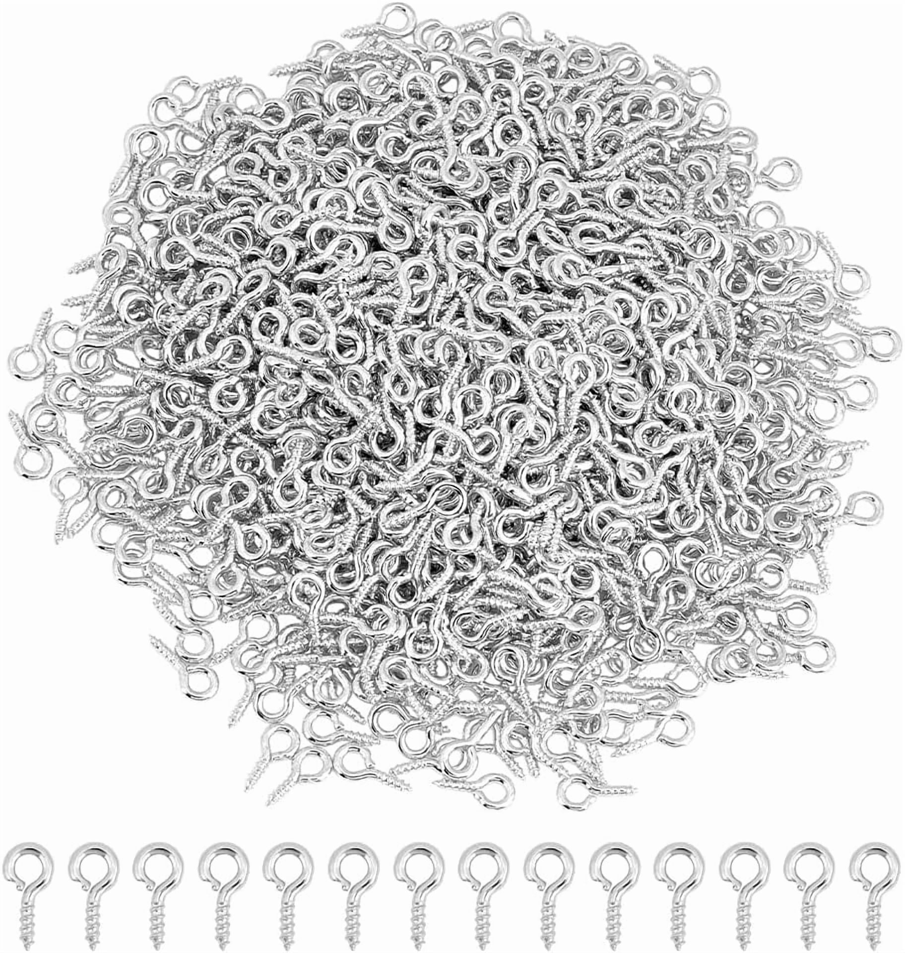 1000Pcs Screw Eye Pin Platinum Iron Pin Peg Bail Bulk 8mm Eye Hook ...