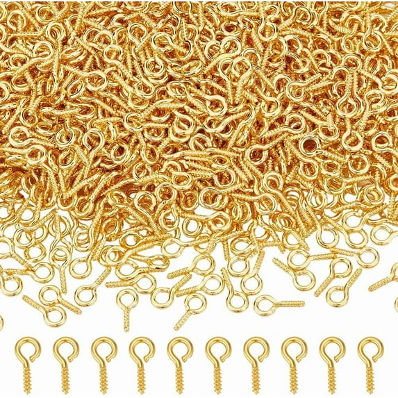 1000Pcs Small Screw Eye Pin Peg Bails Cup Pearl Peg Bails Golden Eyelet ...