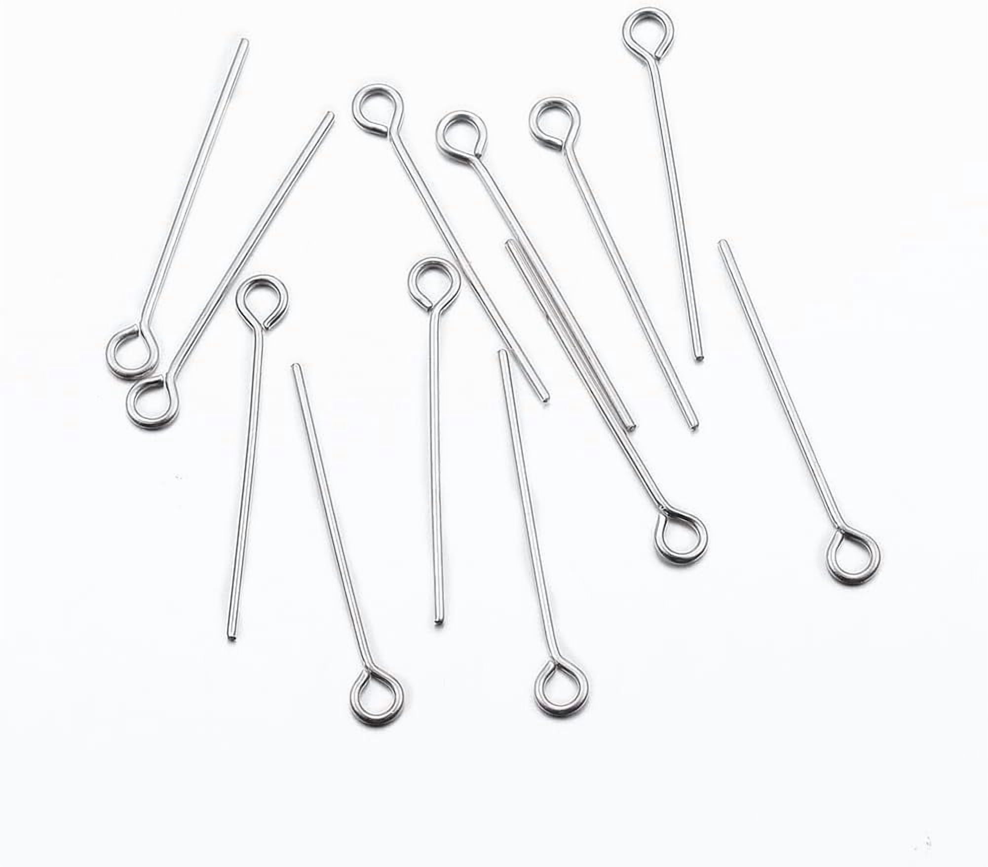 1000Pcs Stainless Steel Eye Pins 25x 0.8mm Silver Tone Jewelry Craft ...