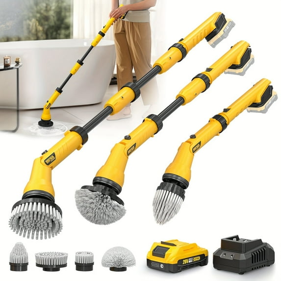 1000RPM Cordless Electric Spin Scrubber Kit - Fast Charge, Adjustable ...