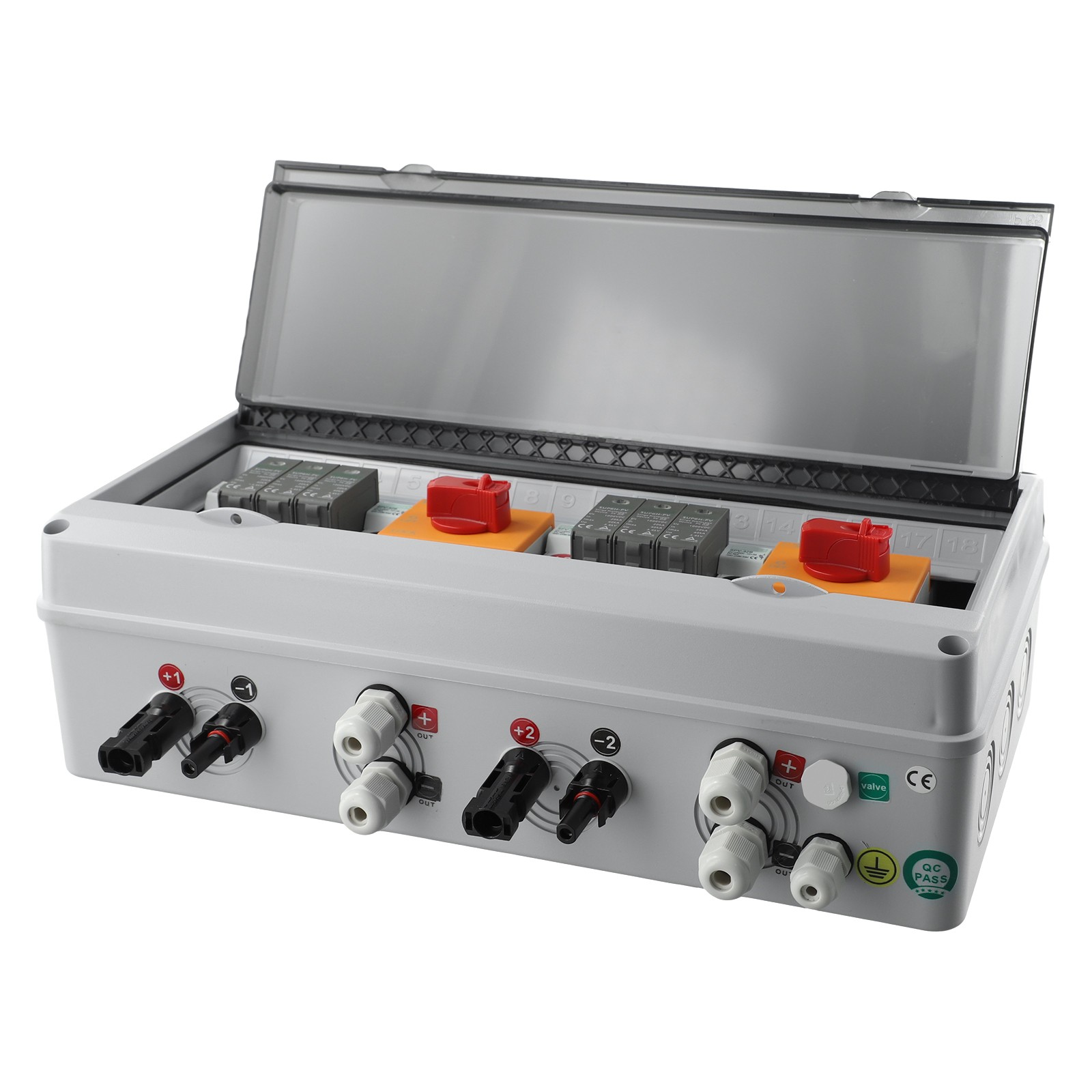 1000V PV Combiner Box Lsolating Switch Kit 2 Input 2 Output 2 String Solar Pv Array Solar ...