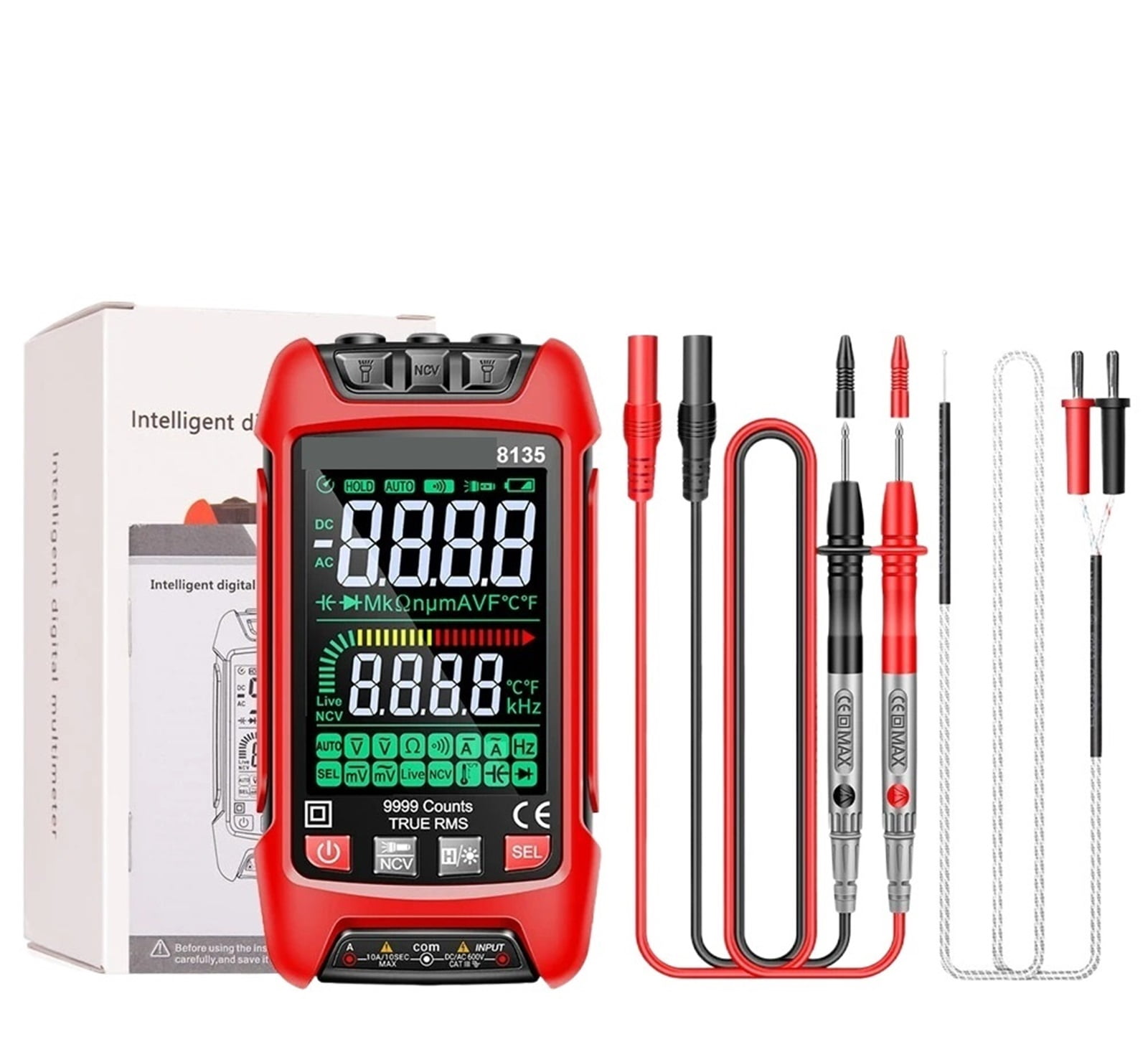 1000V True RMS Digital Multimeter 9999 Counts High-Precision AC DC ...