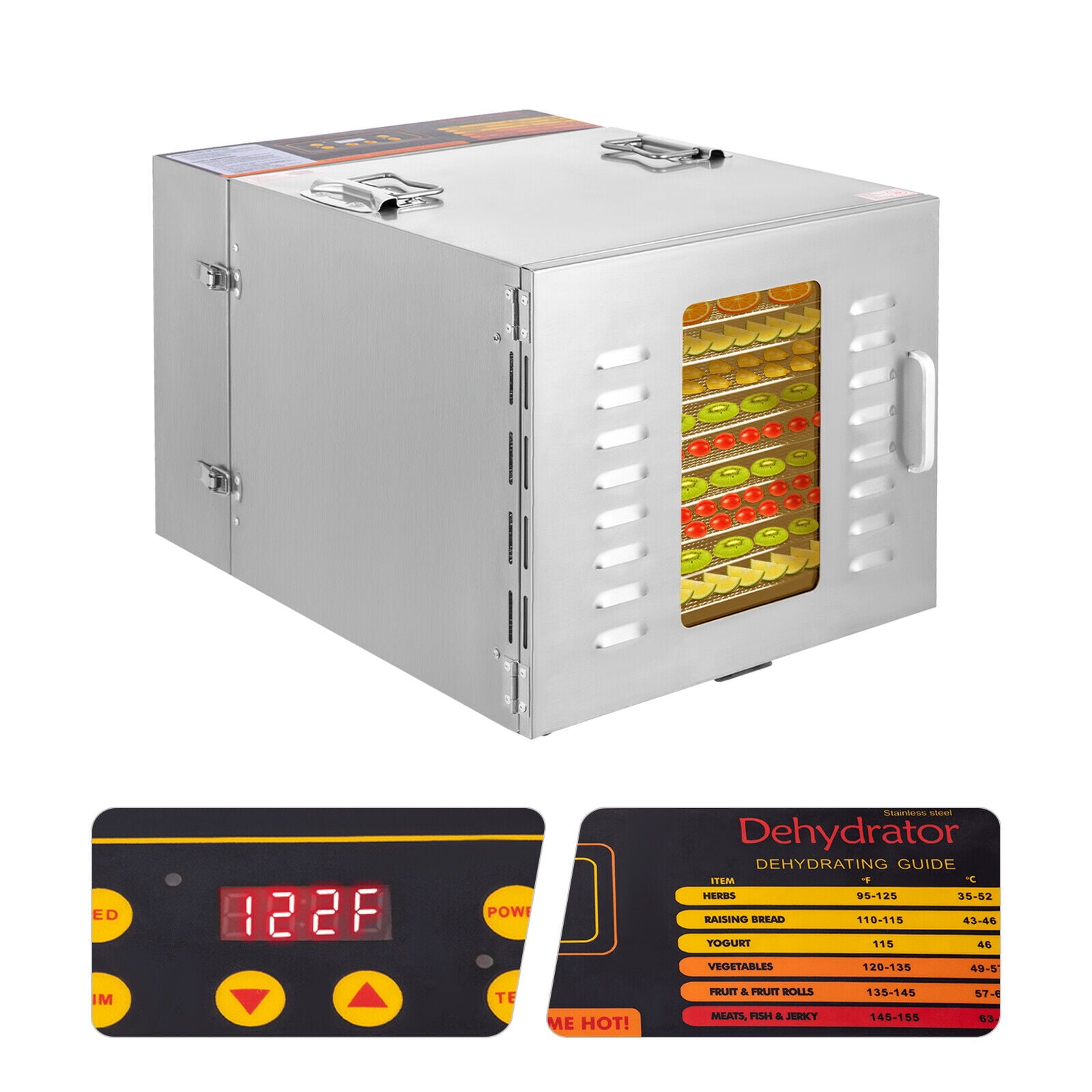 1000W 10 Trays Dryer Commercial Food Dehydrators 1000W Stainless Steel ...